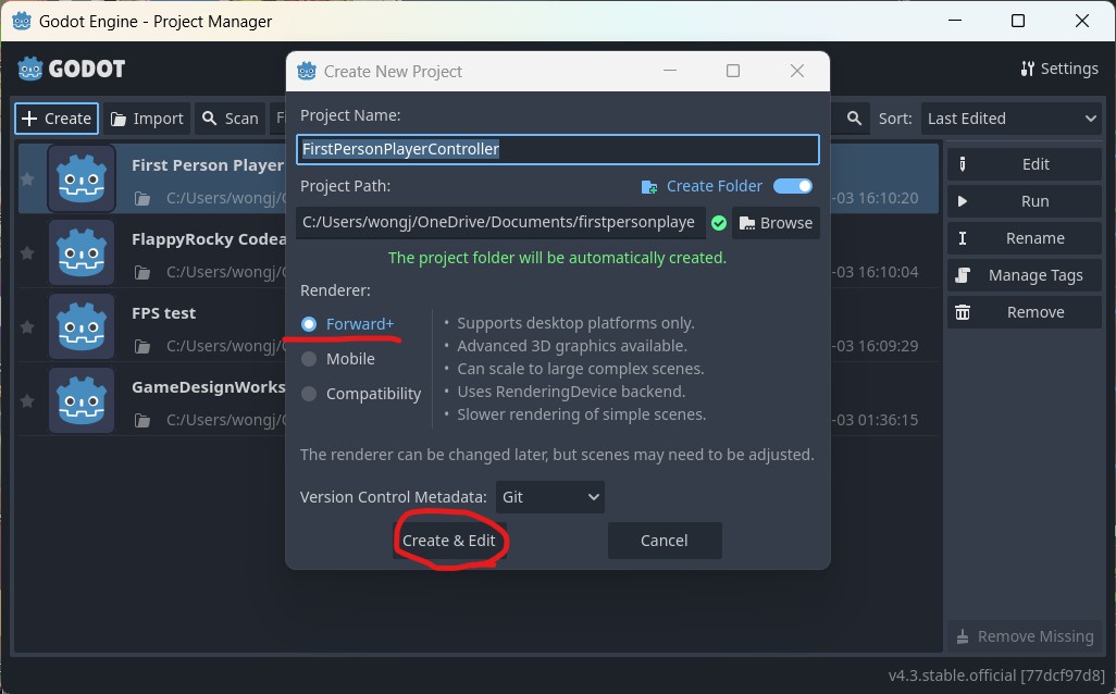 Godot First Person Player Controller